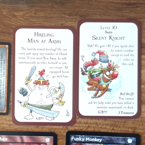 MUNCHKIN GAME CARD SANTA SILENT KNIGHT HIRELING MAN AT ARMS GTM PROMO ...