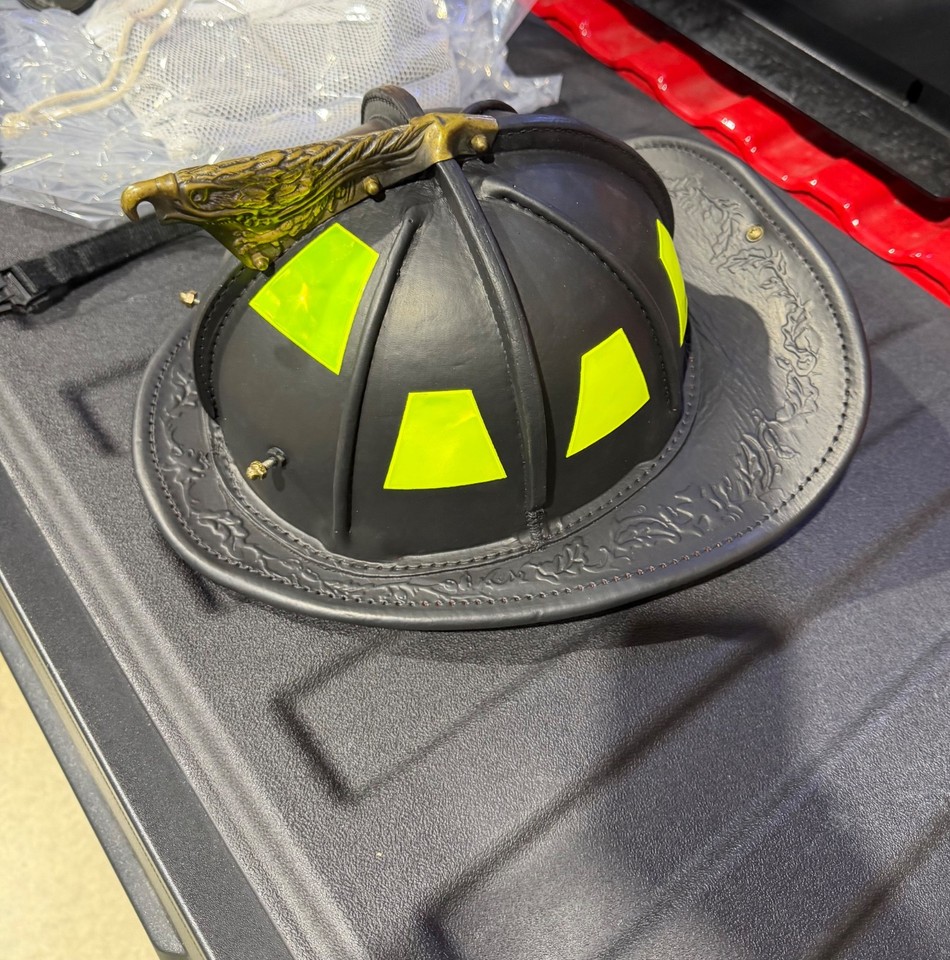 Phenix TL-2 Traditional Leather Fire Helmet with Goggles & After Burn ...