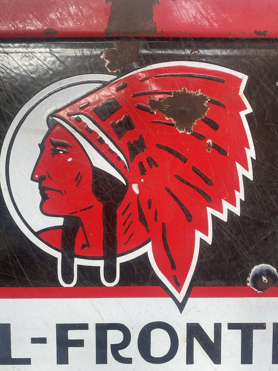 Red Indian Oil Sign VINTAGE RED INDIAN MOTOR OILS PORCELAIN DEALERSHIP