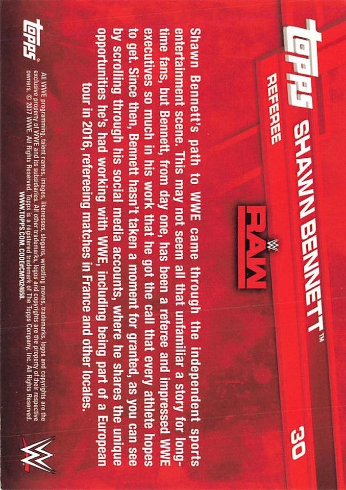 2017 Topps WWE Shawn Bennett #30 | eBay