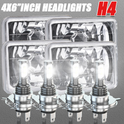 4PCS 4x6" LED Light Headlights For Kenworth T800 T400 T600 W900B W900L ...