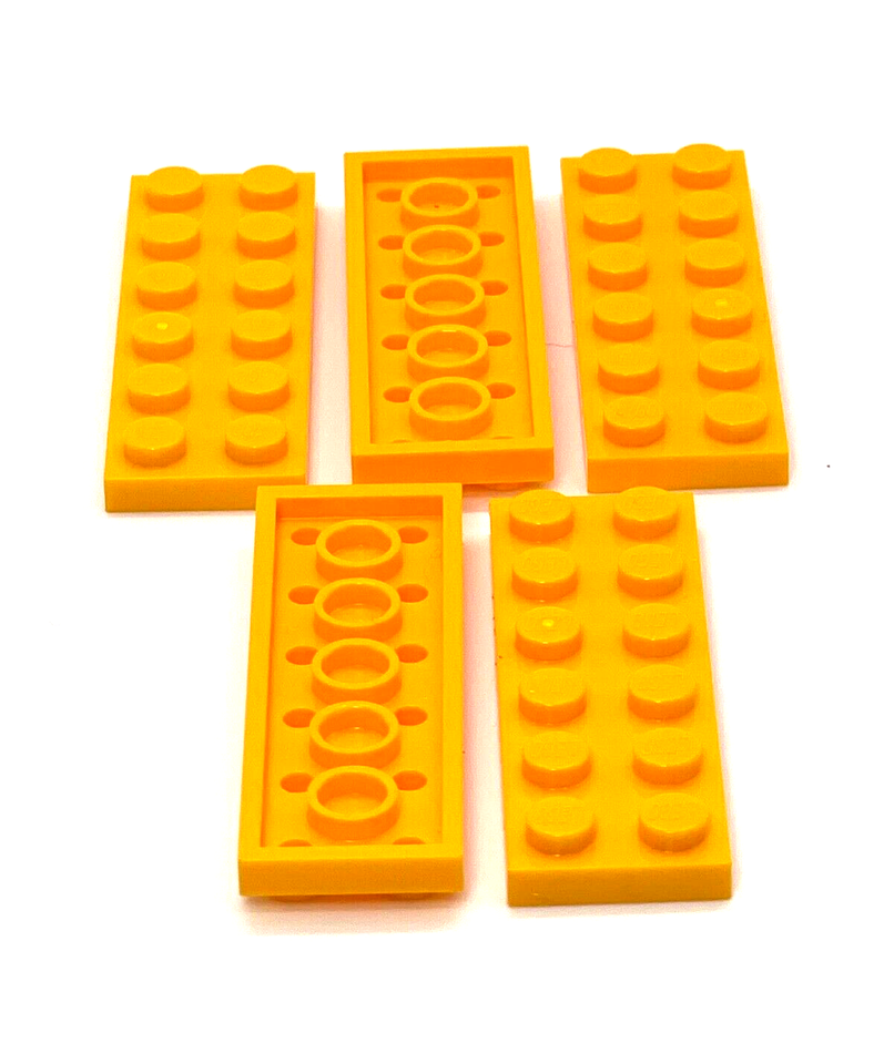 2X6 LEGO 5 PIECES 2 X 6 PLATES FLATS PARTS BULK LOT BRIGHT LIGHT ORANGE ...