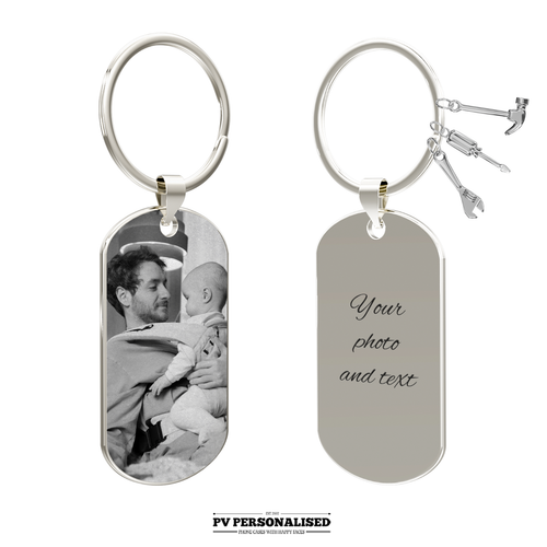 Father Day Gift Personalised Engraved Photo Custom Text Keyring Dad ...