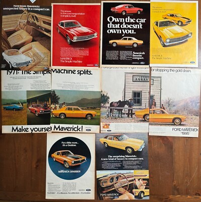 Lot 10 Ford MAVERICK Vintage Print Ads Ad Advertising 1970s 1971 1972 ...