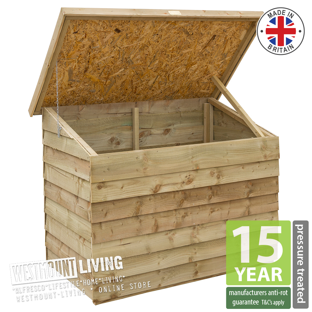 SMALL WOODEN GARDEN STORAGE UNIT MINI PATIO SHED STORE CHEST OVERLAP ...