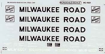 Microscale HO Scale Decals: Milwaukee Road (MILW) - Freight Cars ...