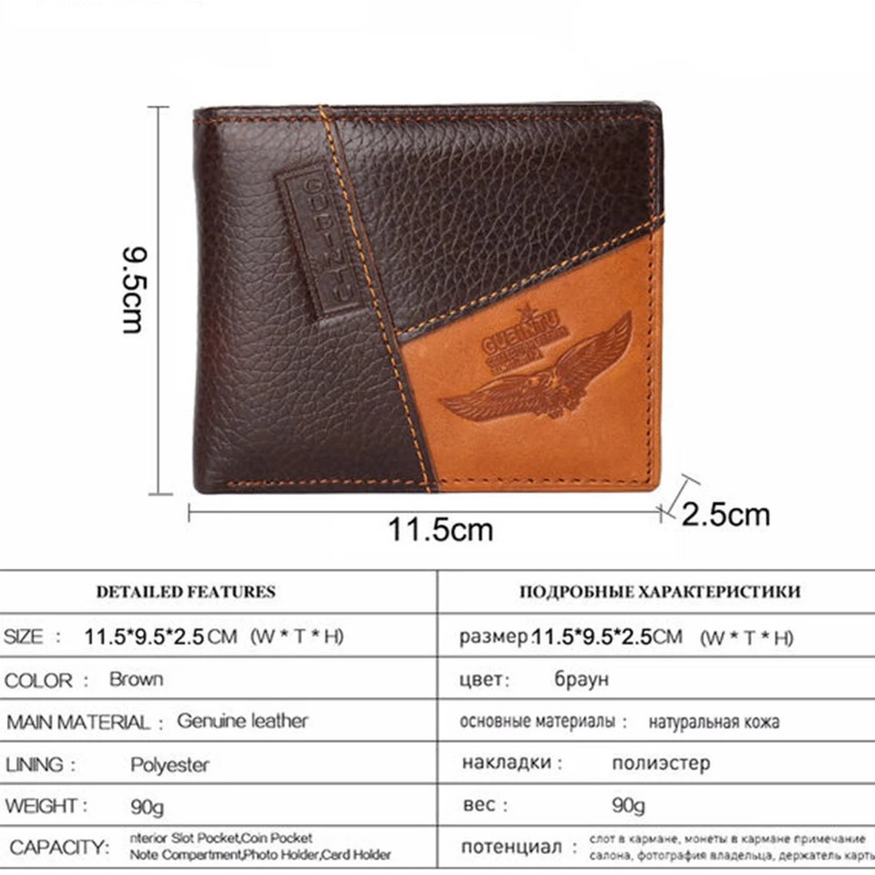 Genuine Leather Men Wallets Coin Pocket Zipper Real Men's Leather ...