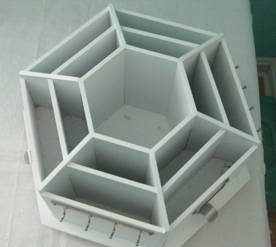 Desktop Carousel Organizer Craft Storage Caddy White Wood Rotate Spins ...