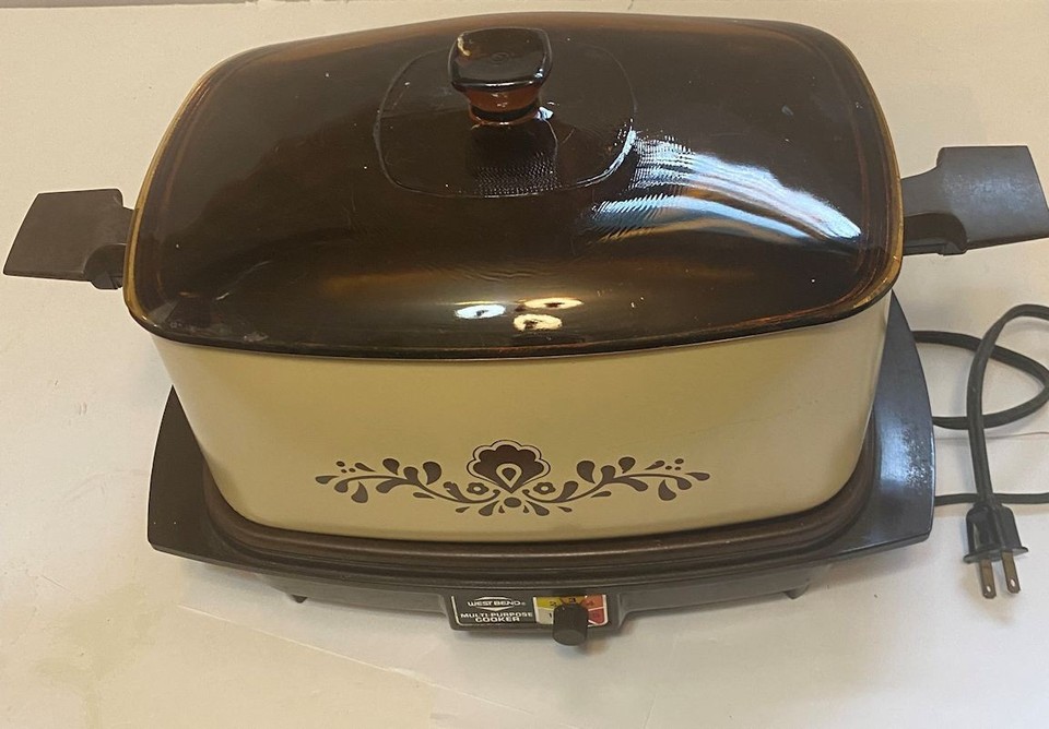 Vtg West Bend 6-Quart Multi-Purpose Slow Cooker Crock Pot Griddle ...