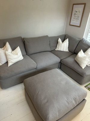 Loaf Chatnap Grey Modular Corner Armless Sofa with Footstool and Double ...