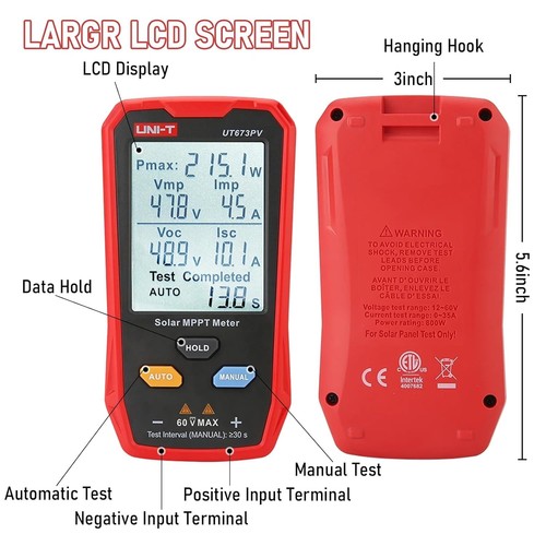 Solar Panel Tester Meter Photovoltaic Multimeter 800W, MPPT | eBay