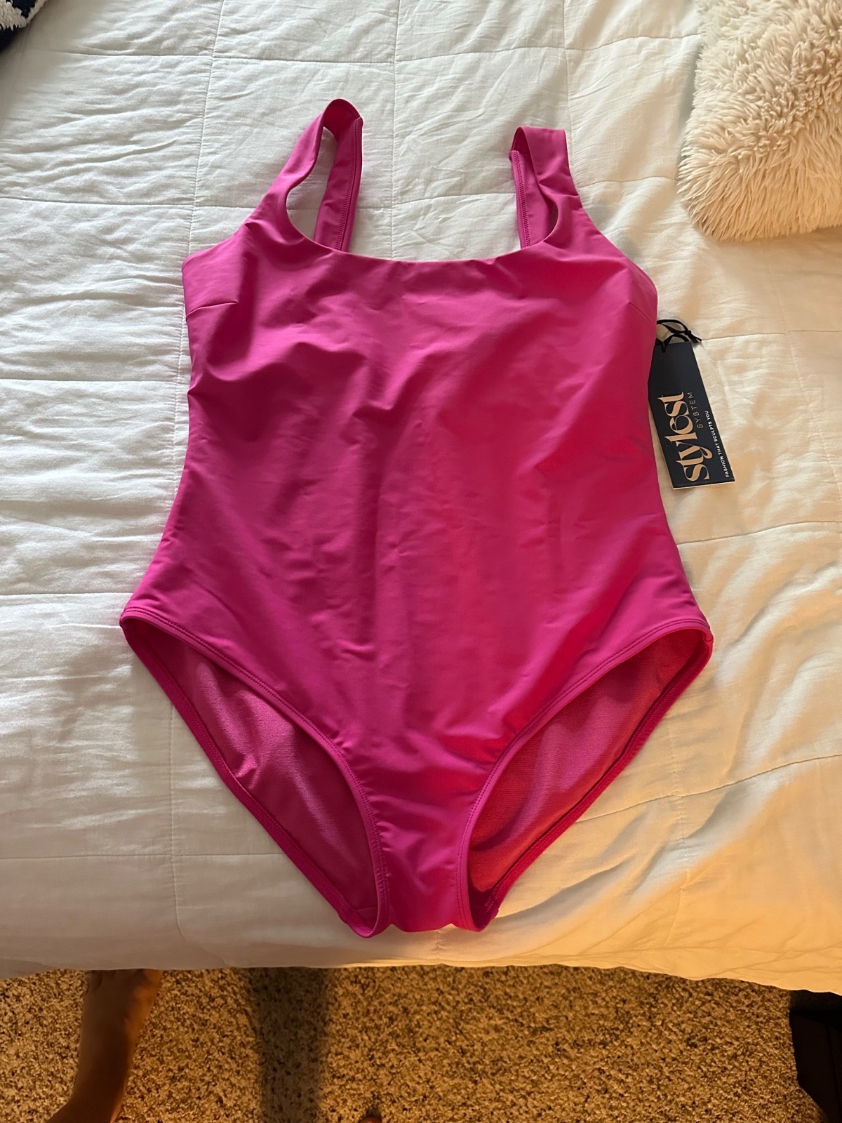 Stylest Dreamsculpt Women's SZ Large Ultra Pink Square Neck One Piece ...