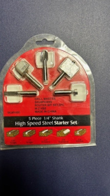 NEW Drill Master 5 piece router bit set item#43695 straight 1/4, 1/2 ...