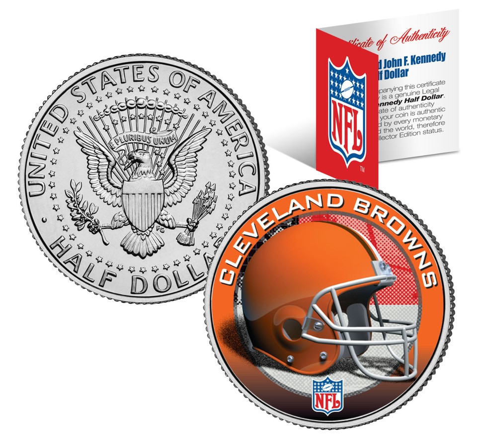 NFL HELMET LOGOS JFK Half Dollar US Football Coins OFFICIALLY LICENSED ...
