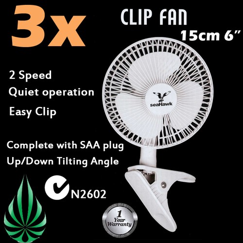[3x] Seahawk Brand 2 Speed 150mm Quiet Clip Fan Desk Clamp AU Plug ...