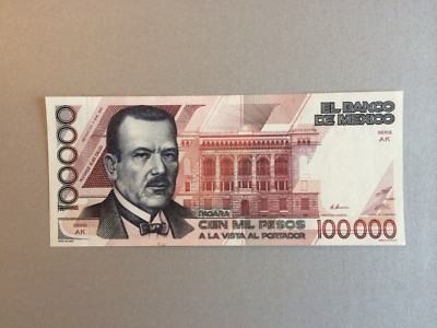 100000 PESO MEXICO BANK NOTE 1988 P. ELIAS CALLES SER AK | eBay