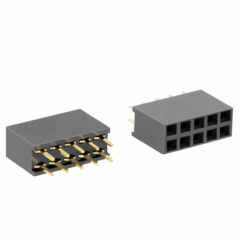 50Pcs 2.54mm Pitch 2x5-Pin Double Row Straight Connector Female Pin ...