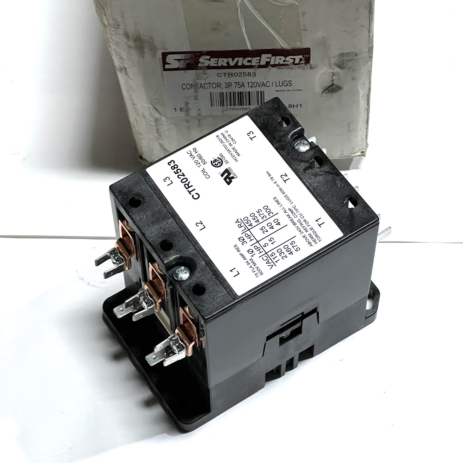 Trane- Service First CTR02583 Contactor 3 Pole 75 Amp 120 VAC NEW IN ...