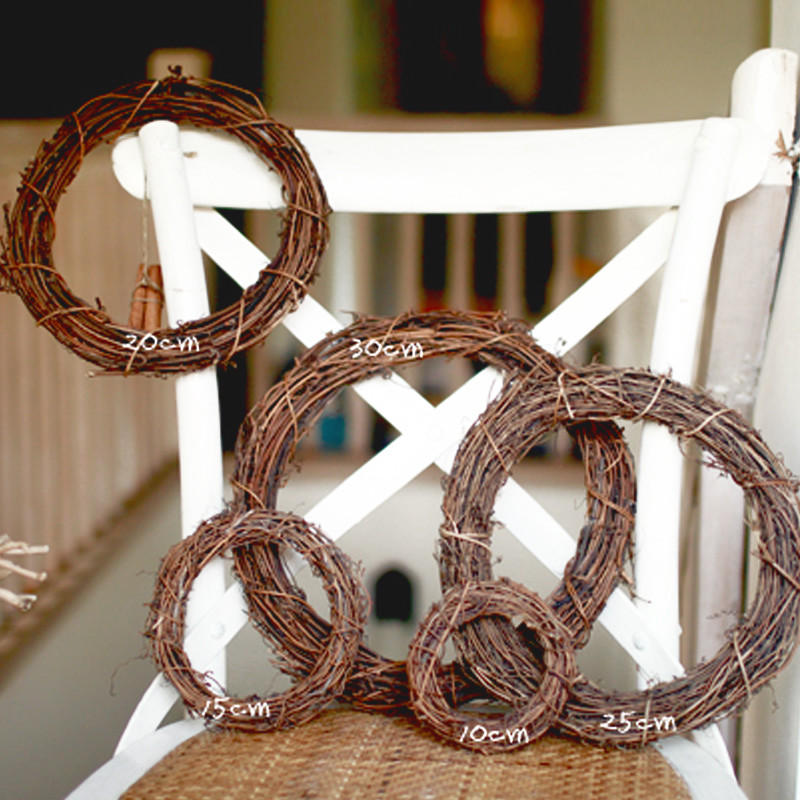New DIY Natural Dried Rattan Wreath Garland Wall Decor 10/15/20/25/30CM ...