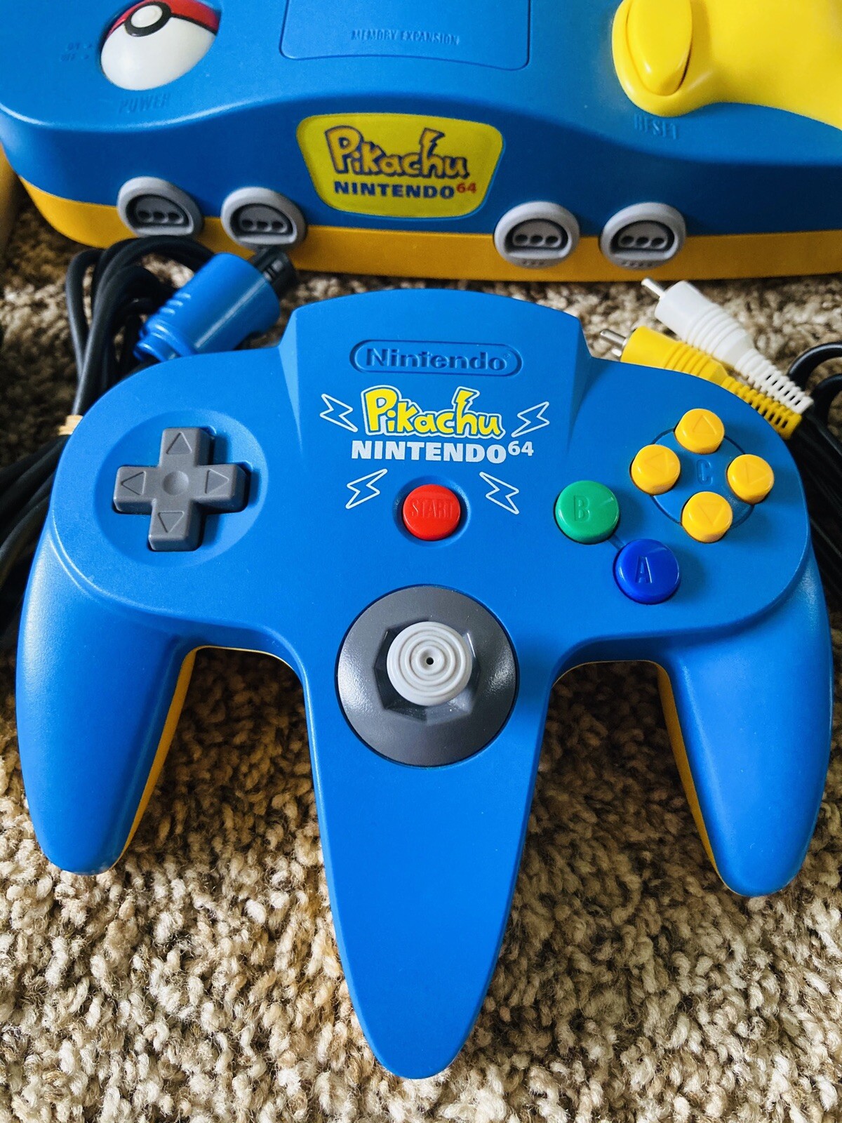 Limited Blue Pikachu Nintendo 64 N64 *REGION FREE* Pokémon Console + 2 ...