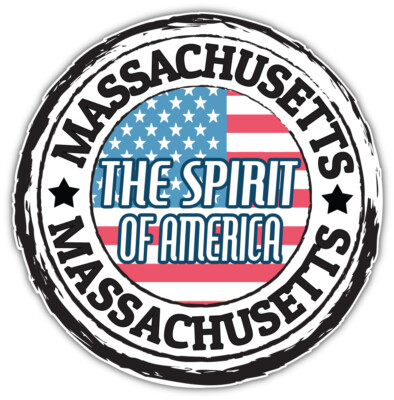 Massachusetts USA State Grunge Flag Emblem Car Bumper Sticker Decal ...