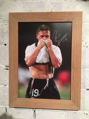 A4 framed reproduction autograph of Gazza Paul Gascoigne crying on 300 ...
