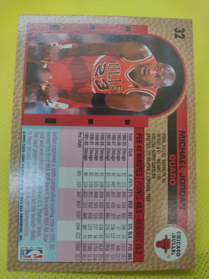 1992 Fleer Michael Jordan #32 Chicago Bulls | eBay