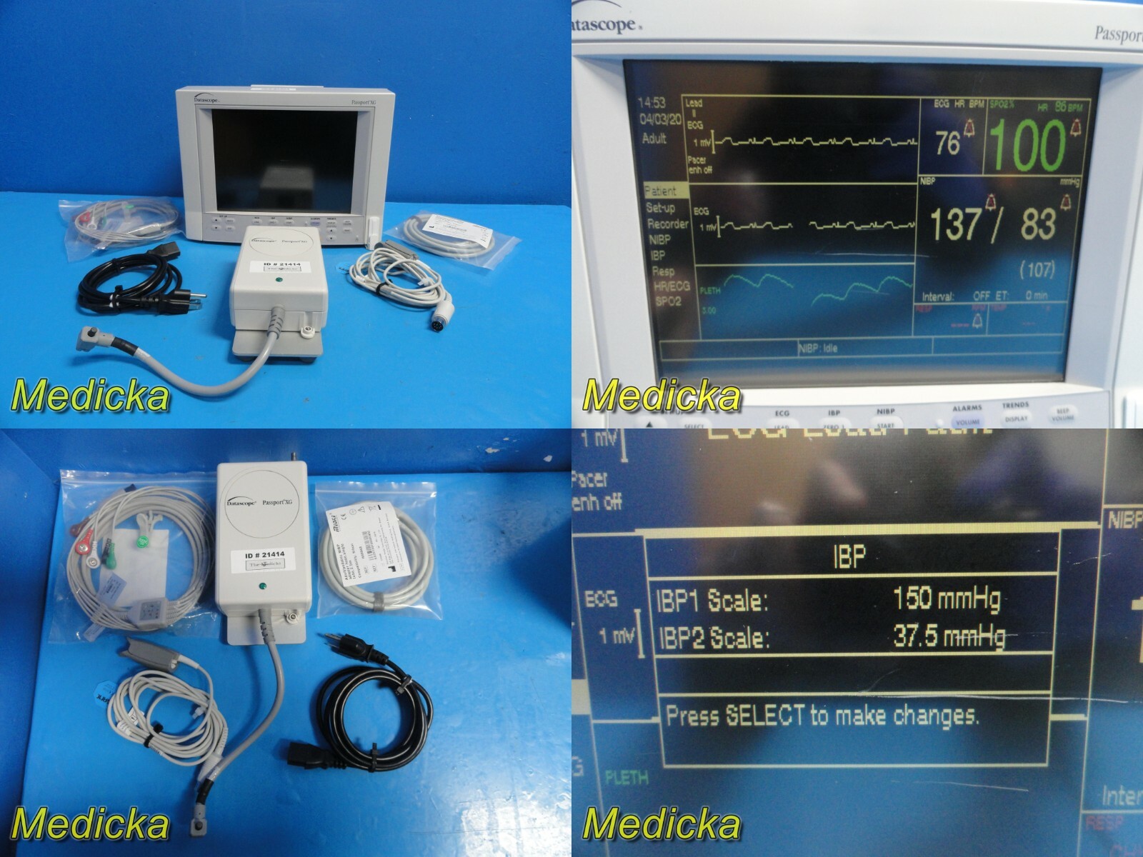 Datascope Passport XG (NBP IBP SpO2 EKG T) Monitor W/ ECG, NBP, SpO2 ...