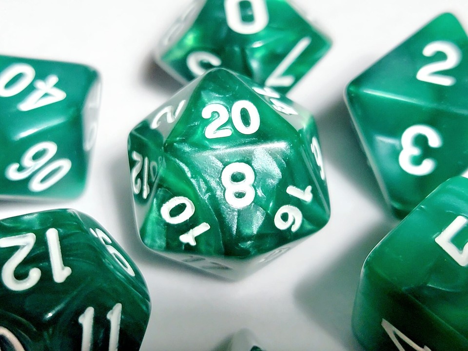 Green Pearl Dice RPG Set Polyhedral DND Dungeons and Dragons Pathfinder ...