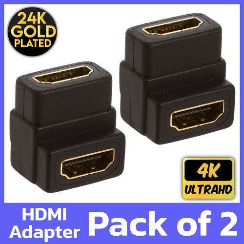 2 Pack HDMI Coupler 90 Degree Adapter Angle Connector F to F Extender ...