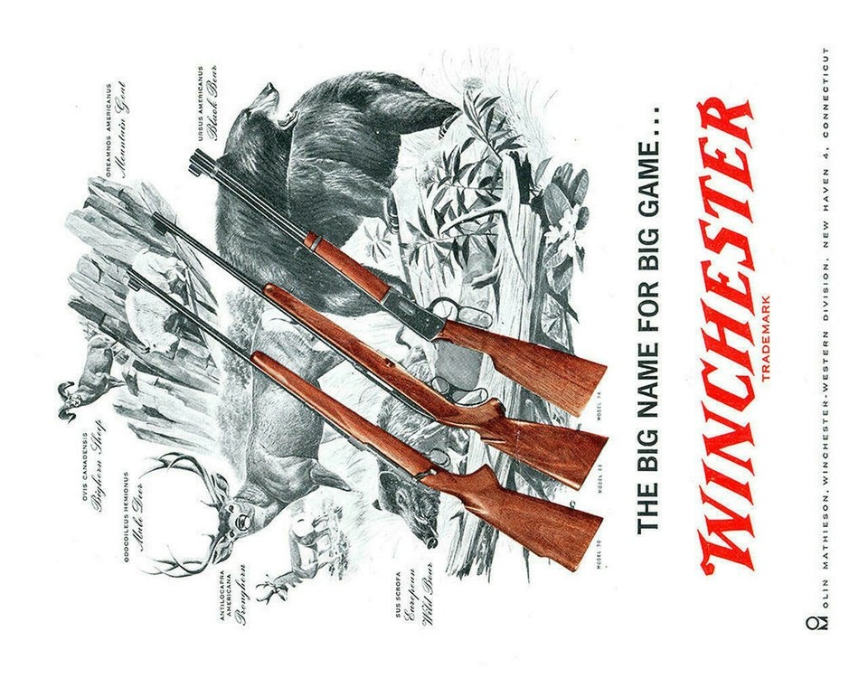 Winchester Big Game Ammunition Ammo Firearms Guns Hunt Décor Metal Tin ...