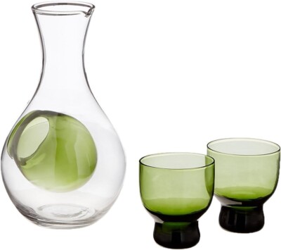 Glass Sake Set for Cold Sake - Green | eBay