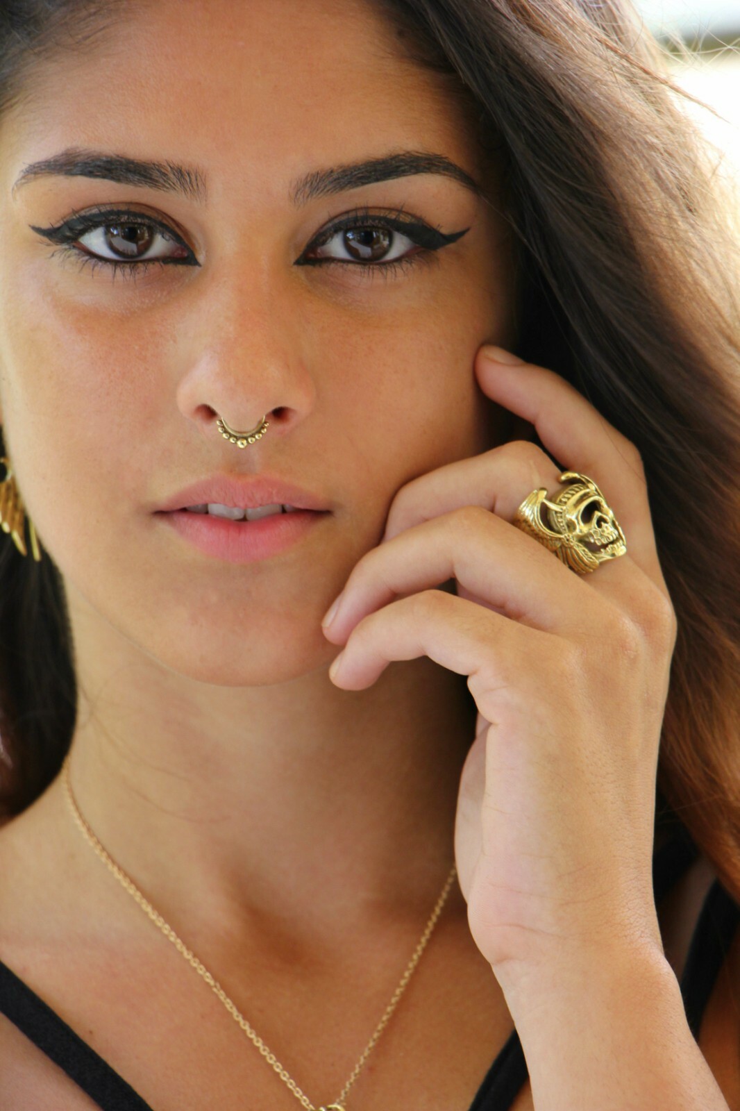 Septum Balls Brass 18g Tribal Pierced Nose Ring Handmade Jewelry Tragus ...