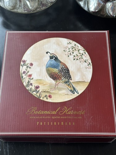 NEW Pottery Barn Thanksgiving Fall BOTANICAL HARVEST BIRD Salad Plates ...
