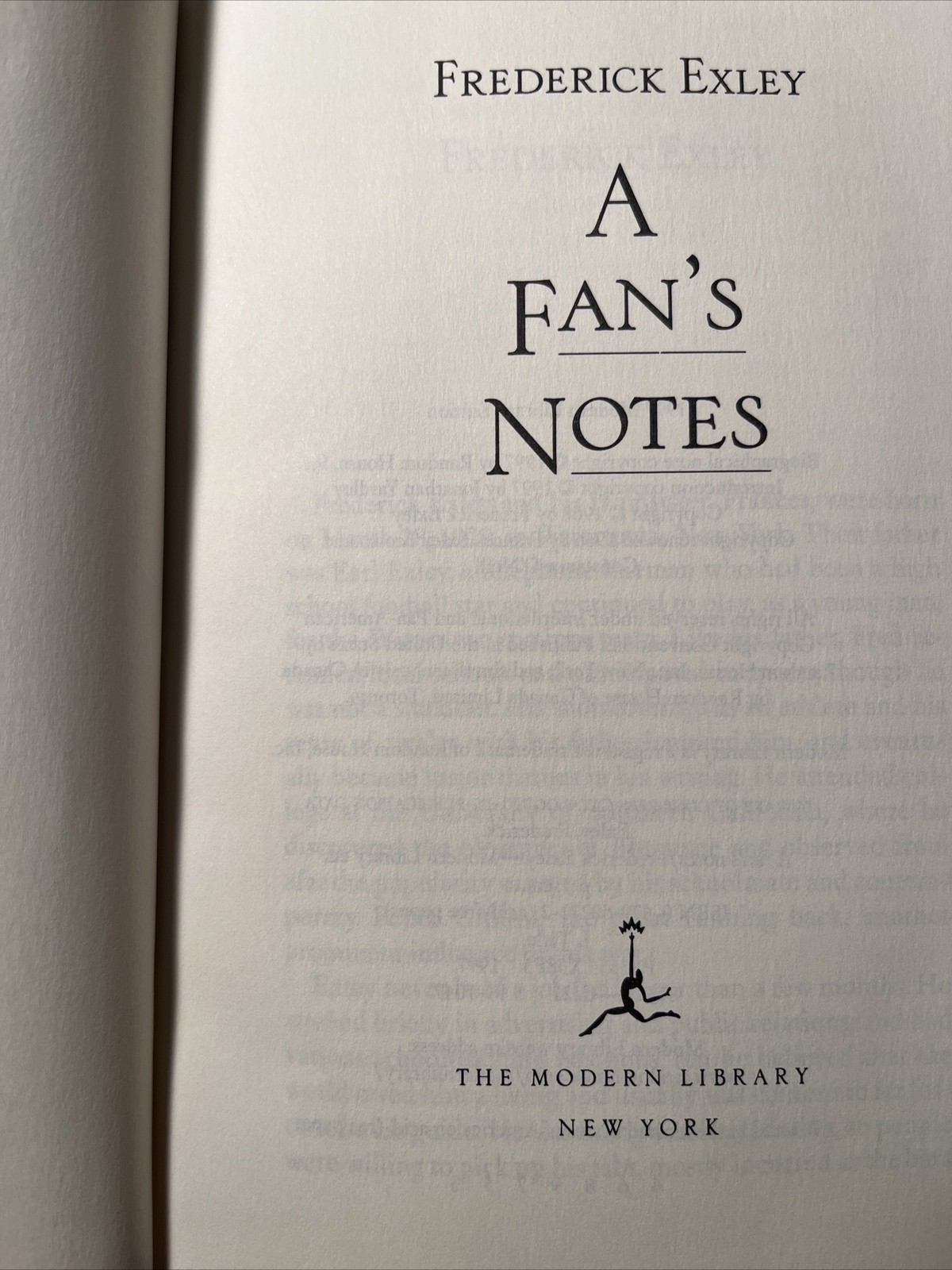Modern Library Ser.: A Fan's Notes by Jonathan Yardley and Frederick ...