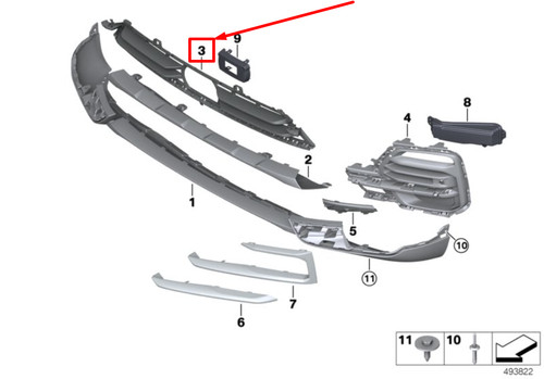 NEW BMW X5 G05 FRONT LOWER CENTER GRILLE 7421805 51117421805 ORIGINAL ...