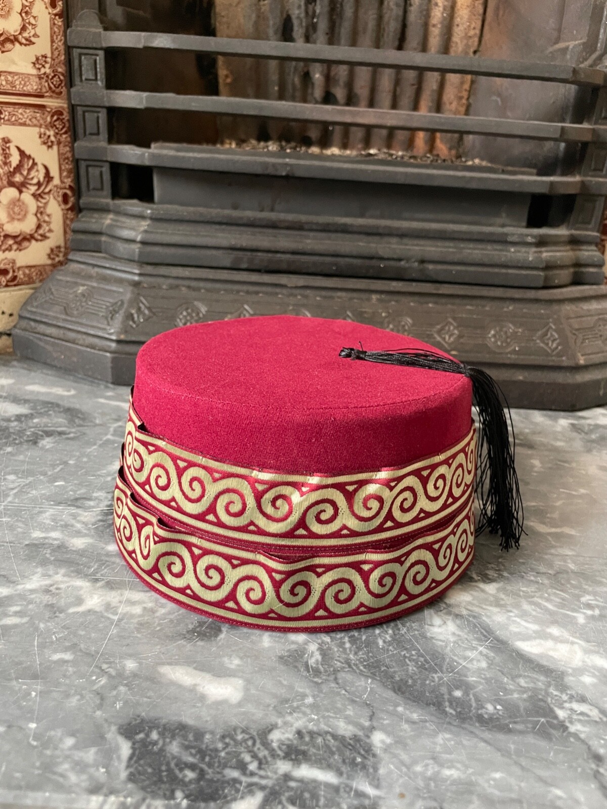 Burgundy Fez Hat w Gold Trim, Authentic Turkish Fes, Ottoman Tarboosh ...
