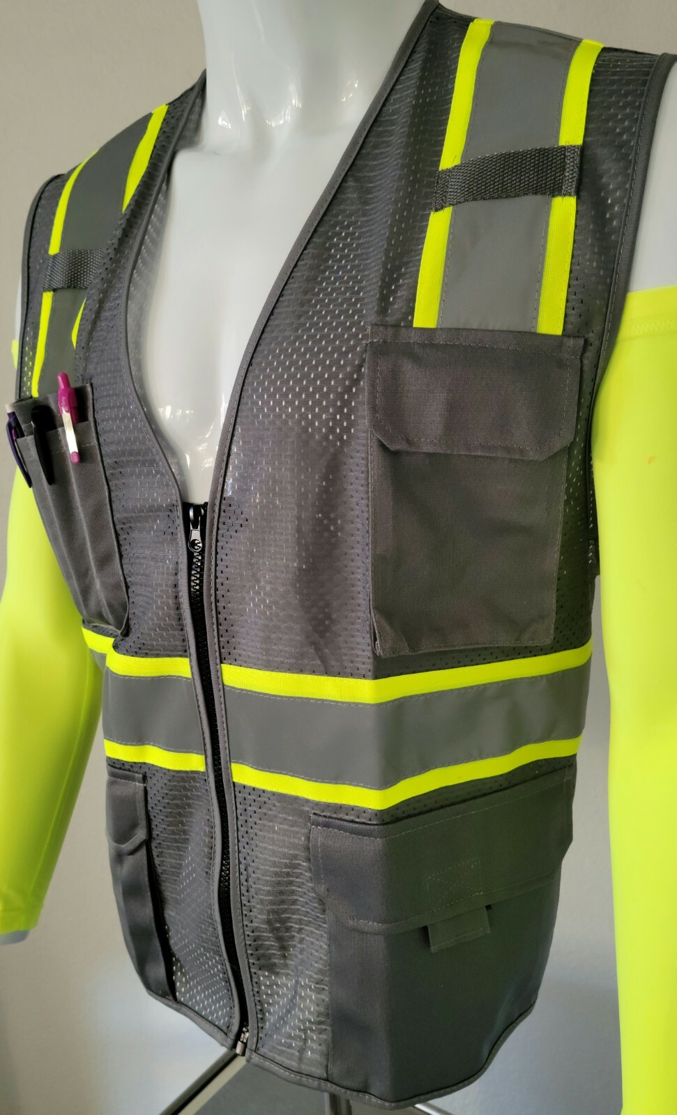 FX Two Tone High Visibility Reflective Gray Safety Vest | eBay
