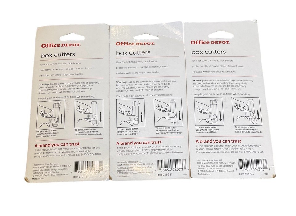 New In Boxes 3-4Pks (12 Total) Office Depot Box Cutters Steel White 212 ...