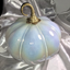 Opalescent White Glass Pumpkin Brass Stem 10” | eBay