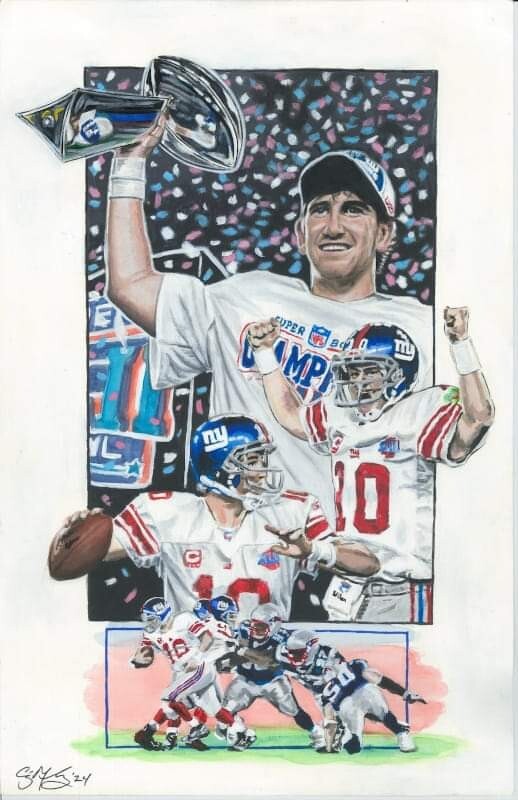"ELIte" 11" x 17" painting of Eli Manning's MVP Super Bowl 42 by Craig ...
