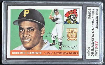 1997 TOPPS #1 1955 ROBERTO CLEMENTE ROOKIE CARD REPRINT #164 ASA 10 GEM ...