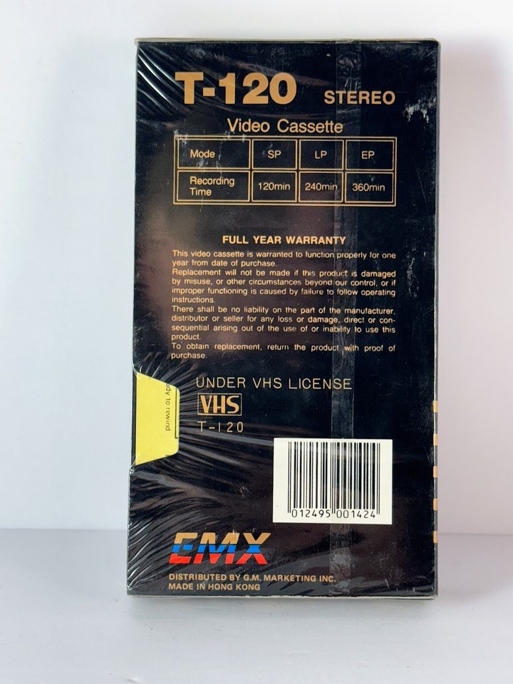 Sealed Vintage XHG VHS T-120 Blank Tape - EMX Quality - Blank VHS Tape ...