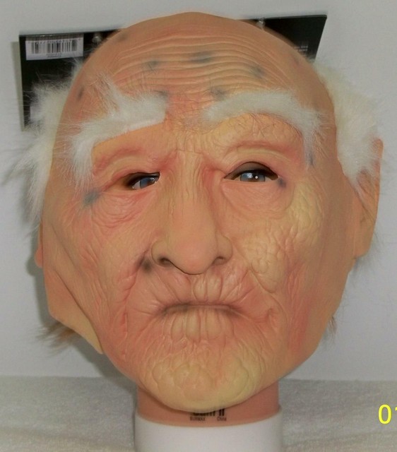 Creepy Old Man Pappy Grandpa Latex Wrinkled Face Mask Costume MR131024 ...
