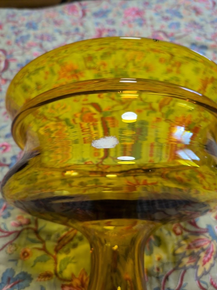 Rare MCM Large Blenko Tall Compote Bowl Hollow Base Yellow | eBay