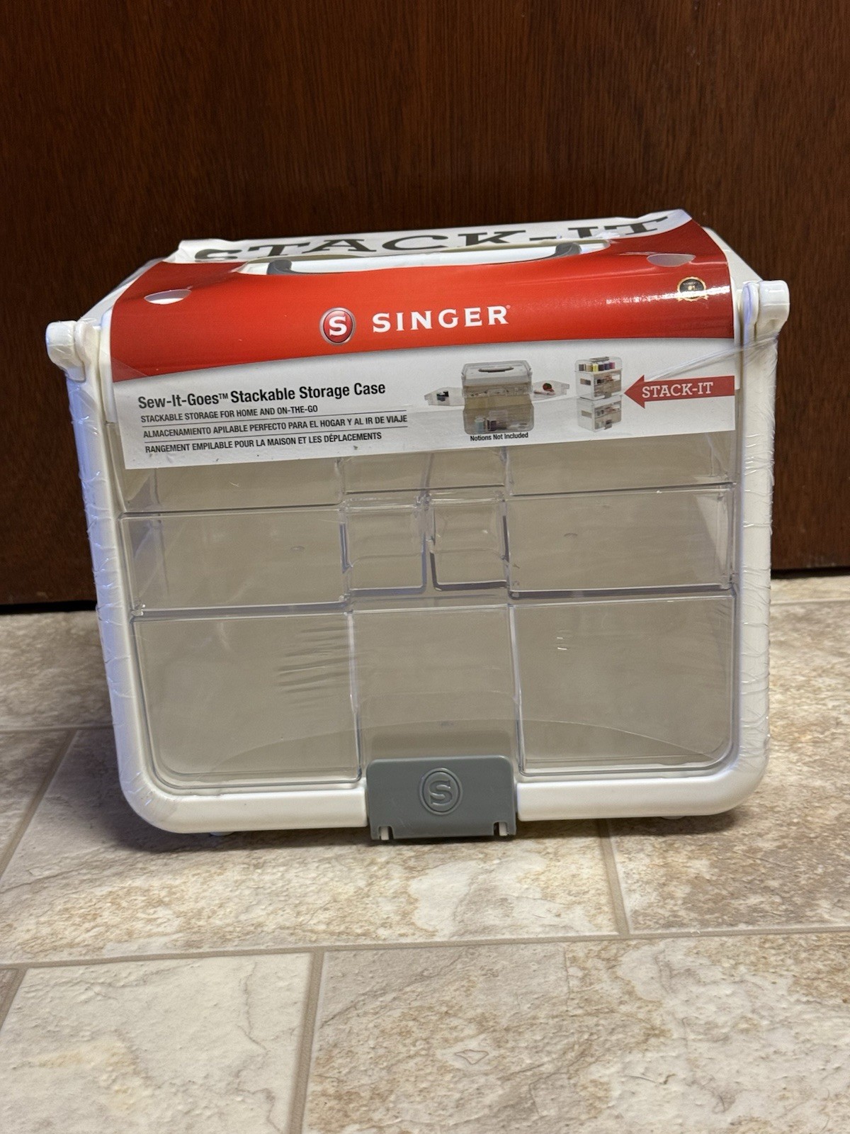 Singer Sew-It-Goes Stackable Storage Case Clear White Sewing Organizer