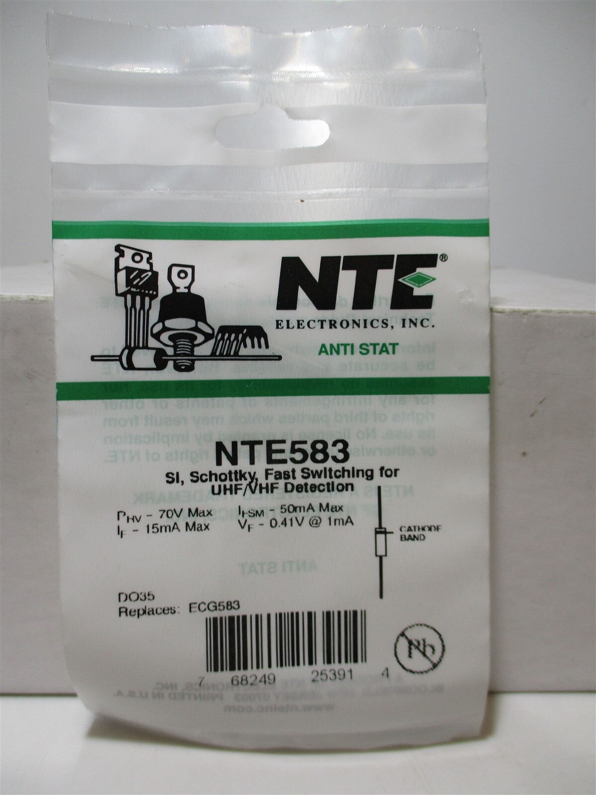 NTE (NTE583) 70V 15mA Fast Switching Schottky Diode for UHF/VHF Detection | eBay
