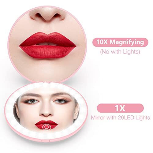 Rechargeable Compact Mirror1x/10x Magnification Compact Mirror With ...