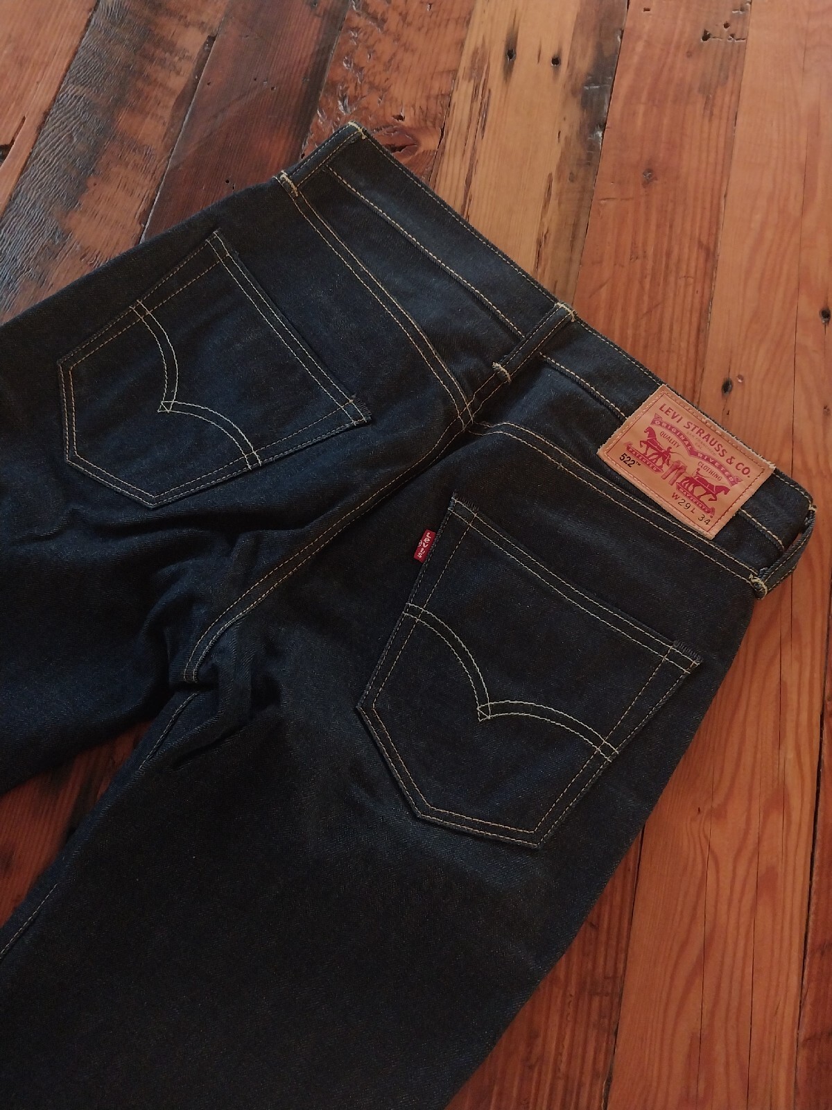 Rare Levis 522 Slim Tapered Selvedge Rigid Jeans Size… - Gem