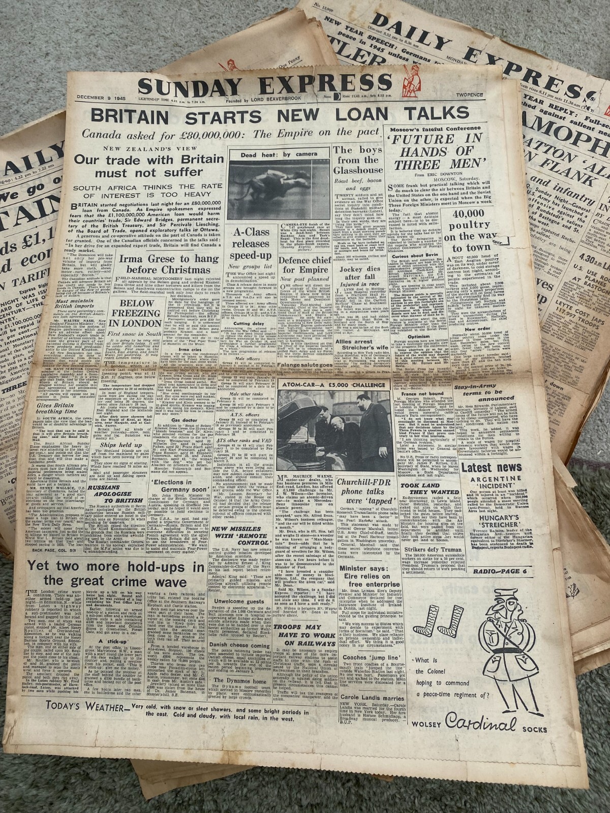 Sunday Express Newspaper 12th August 1945 ORIGINAL | eBay UK